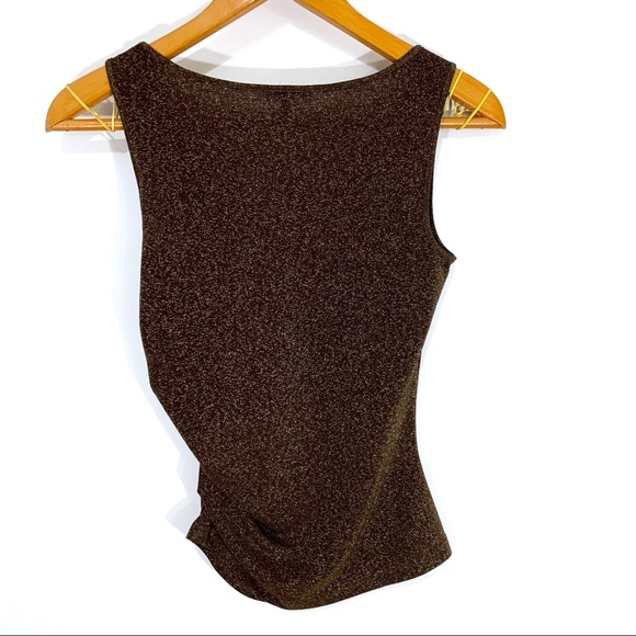Escada | Tops | Escada Metallic Brown Ruched Tank Top | Poshmark